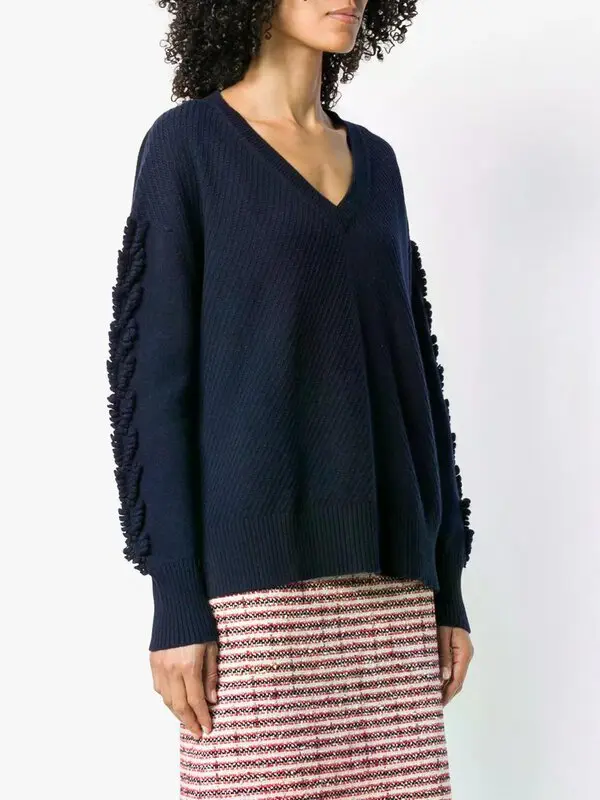 BARRIE Troisieme Dimension Cashmere V-neck Pullover - Blue