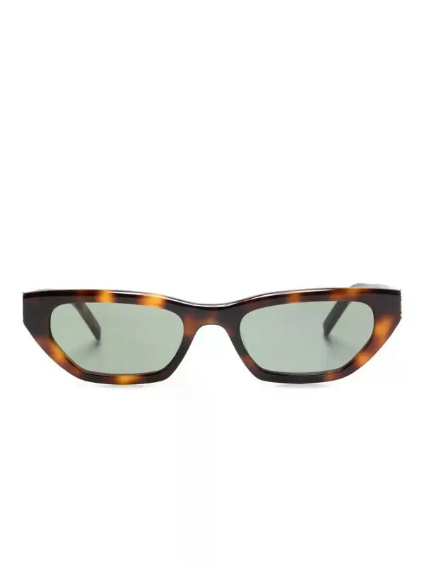 Saint Laurent Logo-plaque Cat-eye Sunglasses - Brown