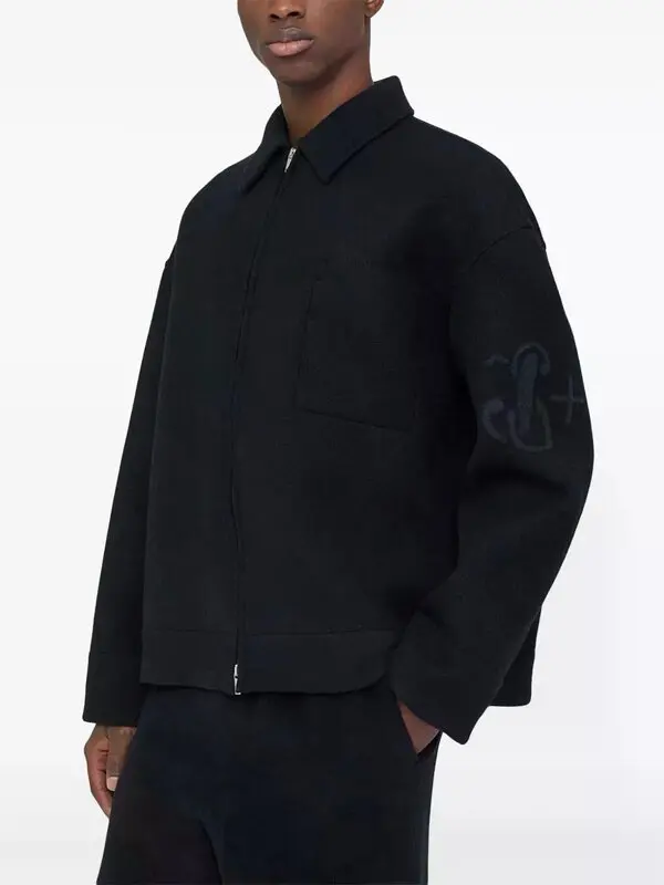 JIL SANDER Zipped Up Wool Jacket - Black