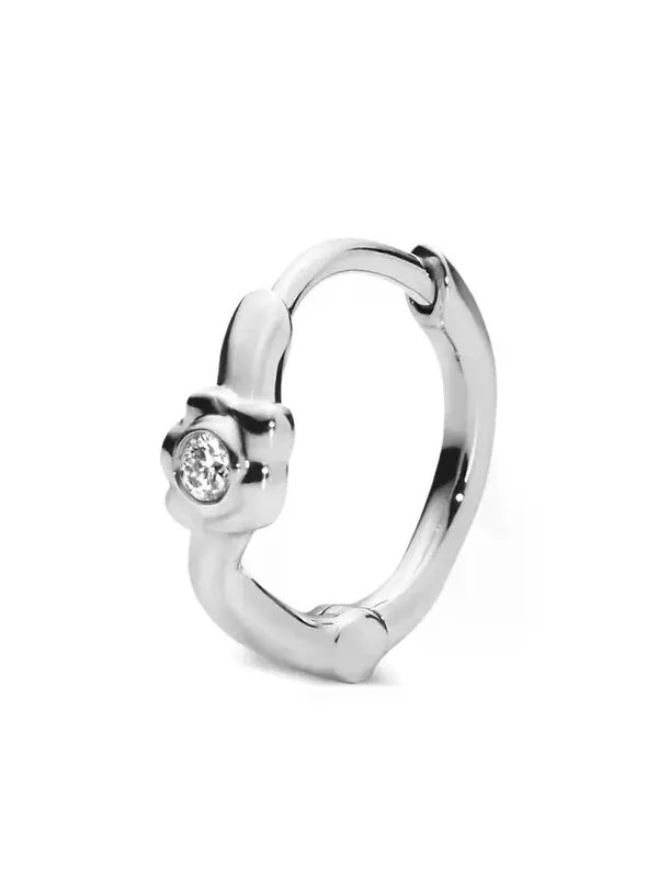 MARIA BLACK 14kt White Gold Flora Diamond Huggie Earring - Silver