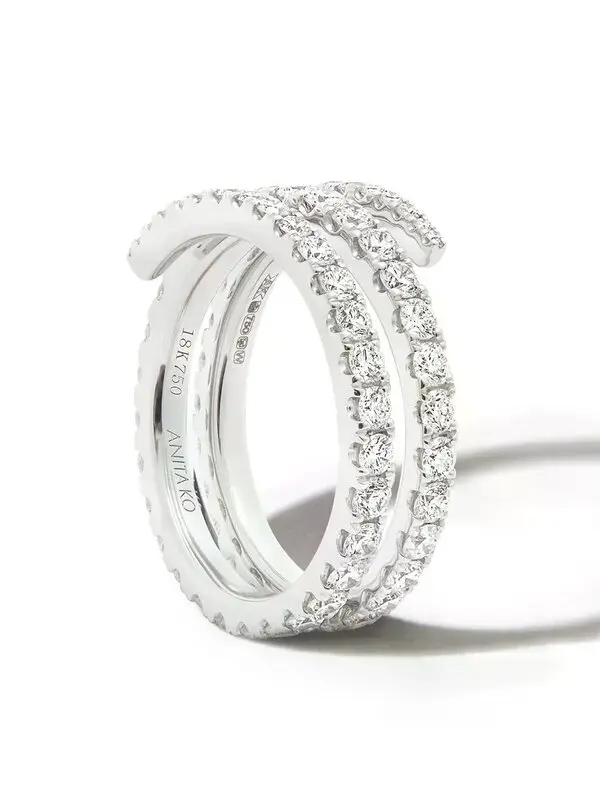 ANITA KO 18kt White Gold Diamond Coil Ring