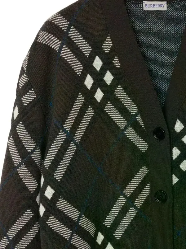 Burberry Check Wool Blend Cardigan