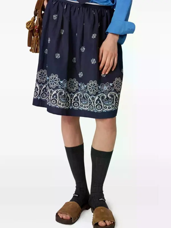 Miu Miu Slubbed Poplin Midi Skirt