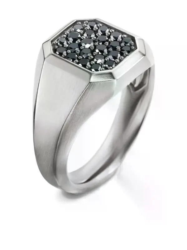 David Yurman Sterling Streamline Diamond Signet Ring