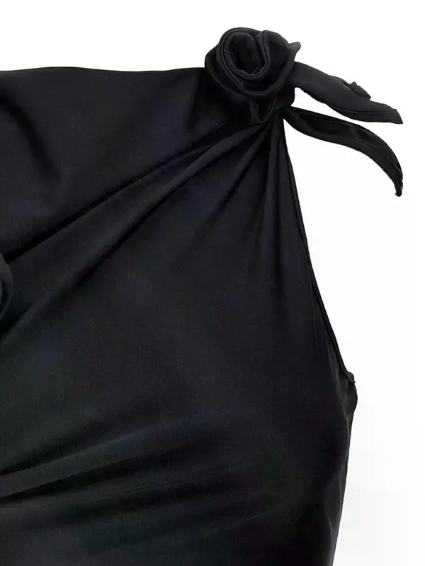Coperni Asymmetric Flower Mini Dress - Black