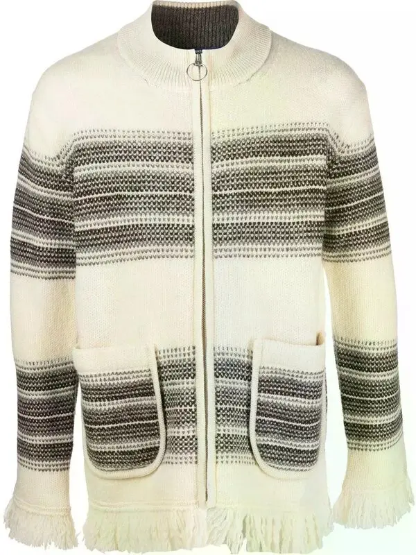 Junya Watanabe Stripe-pattern Zip-up Cardigan
