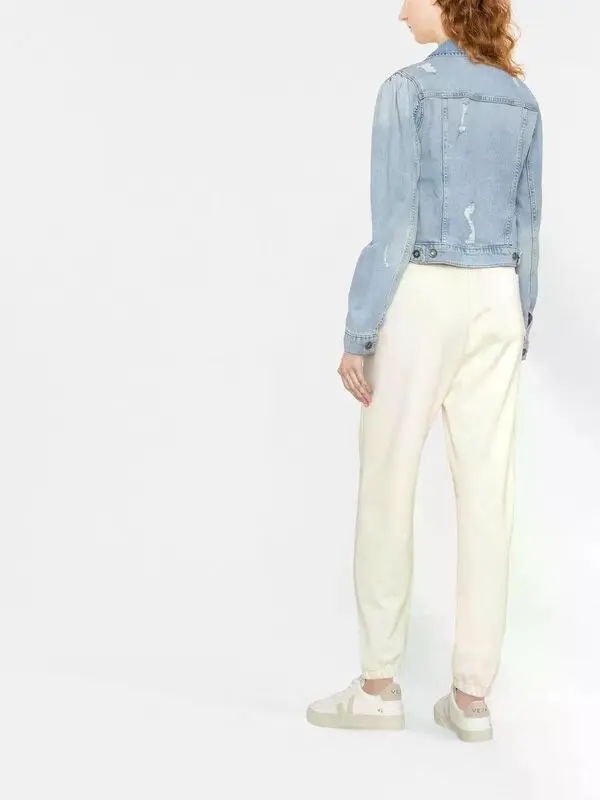 Dkny Ripped-detailing Cropped Denim Jacket