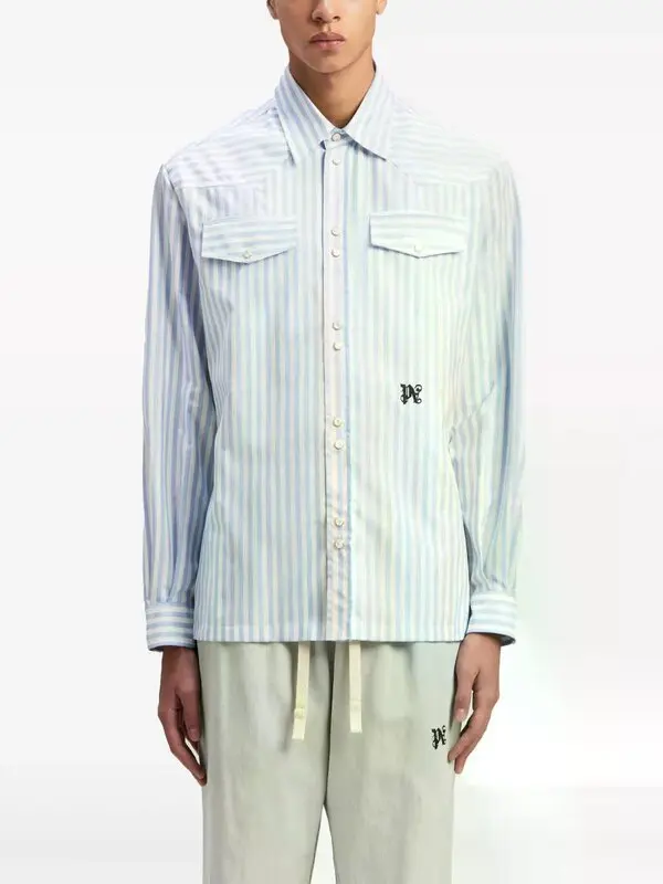 Palm Angels Monogram Striped Cotton Shirt