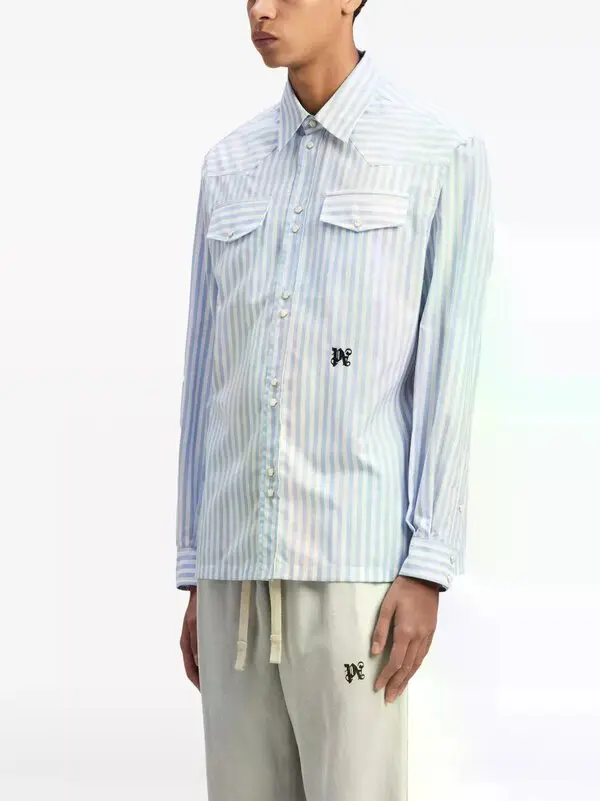 Palm Angels Monogram Striped Cotton Shirt