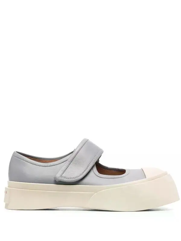 Marni Leather Mary Jane Sneakers - Grey