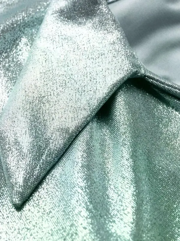 Off-White Metallic Draped Midi Dress
