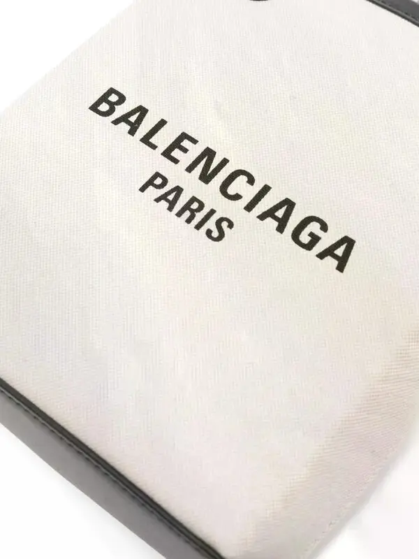 Balenciaga Canvas Phone Bag With Leather Trim And Chain Straps