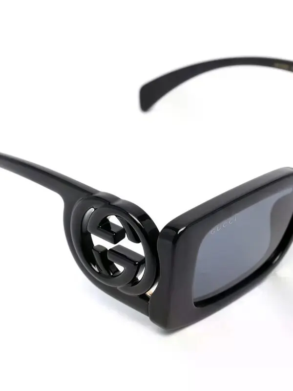 Gucci Interlocking G Rectangle-frame Sunglasses - Black