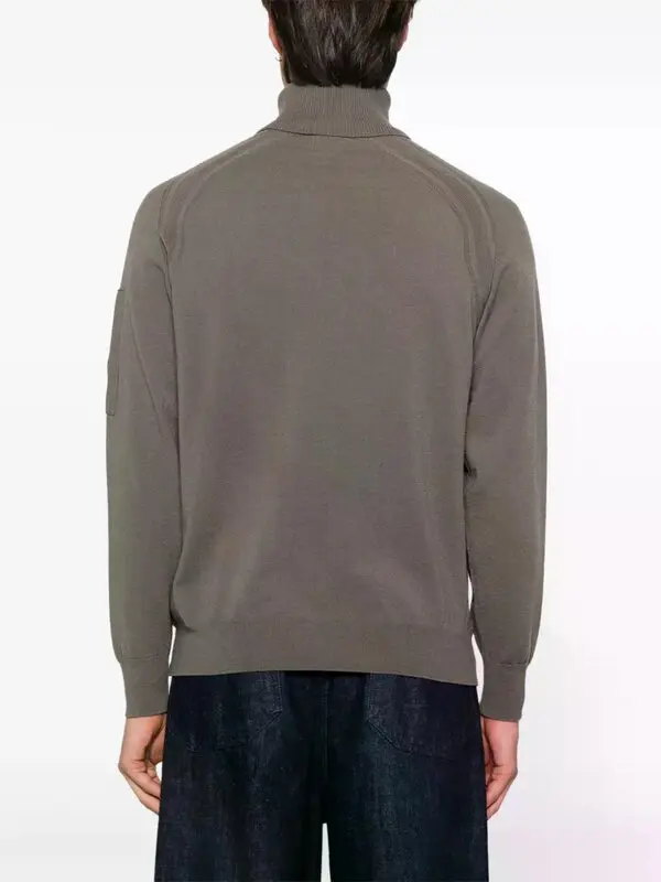 C.P. COMPANY Virgin Wool Blend Roll Neck Sweater - Grey