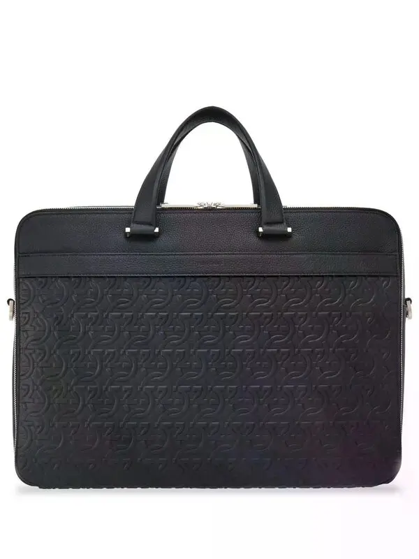 FERRAGAMO Gancini Leather Briefcase - Black