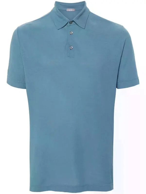 ZANONE Fine-knit Cotton Polo Shirt - Blue