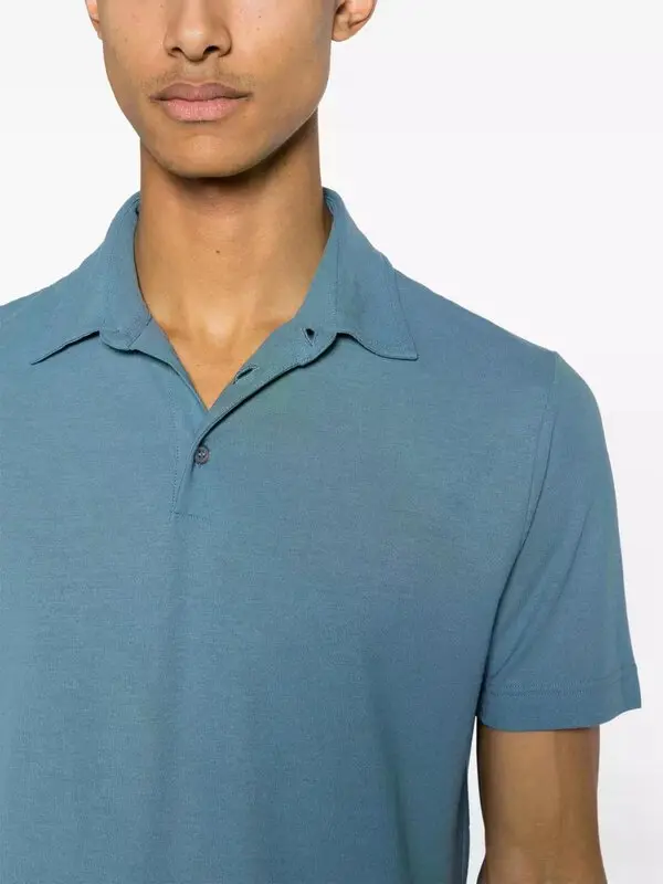 ZANONE Fine-knit Cotton Polo Shirt - Blue
