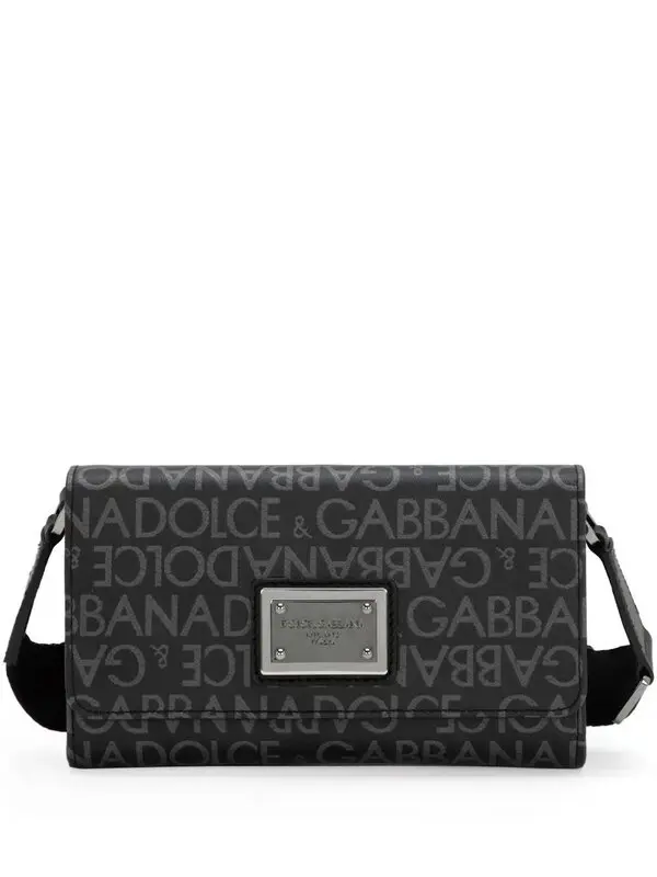 Dolce & Gabbana Coated Jacquard Crossbody Bag - Black