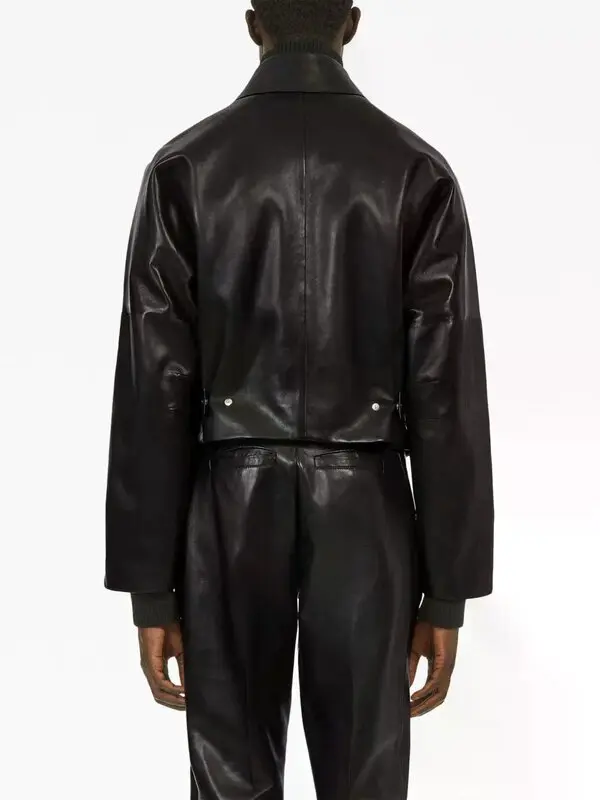 FERRAGAMO Contrasting-panel Zip-up Leather Jacket