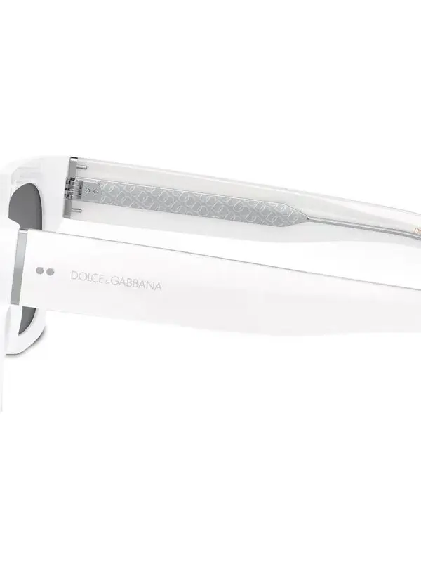 Dolce & Gabbana Logo-print Square-frame Sunglasses - White