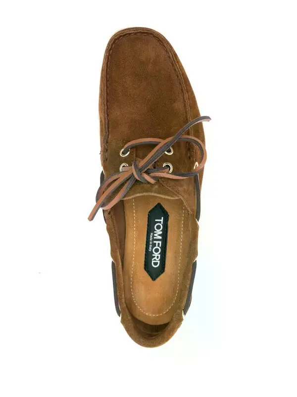 TOM FORD Lace-up Suede Boat Shoes - Brown