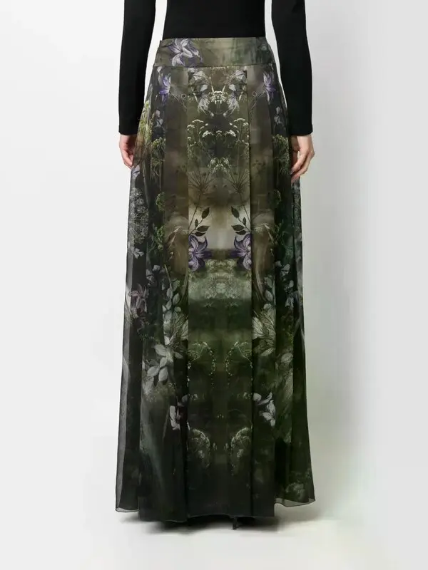 Alberta Ferretti Floral Print Silk Maxi Skirt