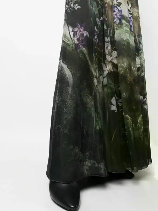 Alberta Ferretti Floral Print Silk Maxi Skirt
