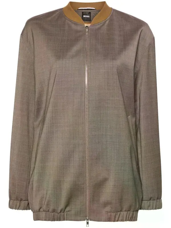 BOSS Checked Wool Bomber Jacket