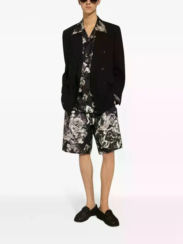 Dolce & Gabbana Floral-print Silk Shorts - Black