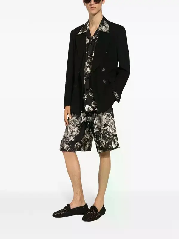 Dolce & Gabbana Floral-print Silk Shorts - Black