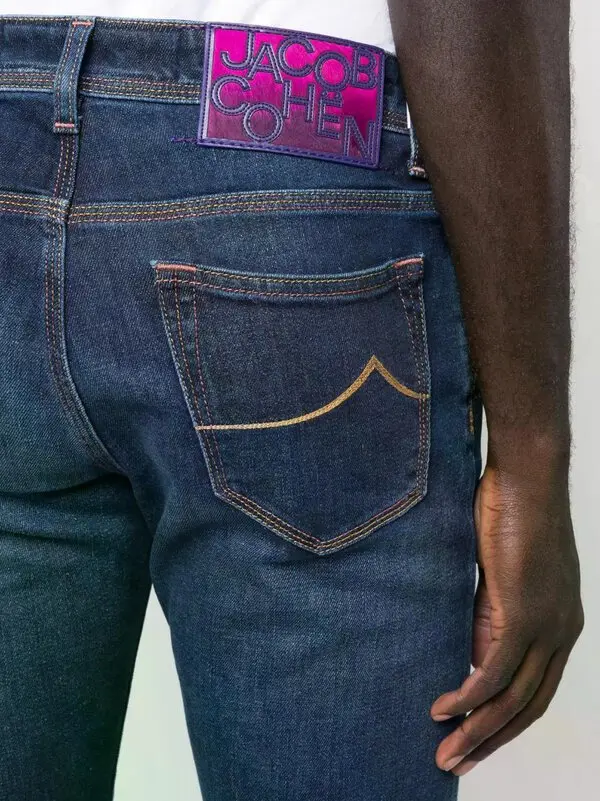 Jacob Cohen Embroidered-logo Slim Jeans - Blue