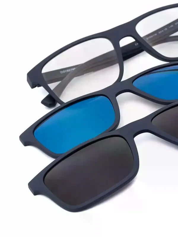 Emporio Armani Changeable-lense Rectangular Sunglasses - Blue