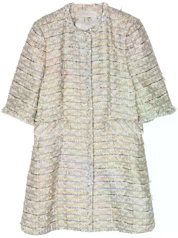 Shiatzy Chen Beaded-trim Tweed Coat