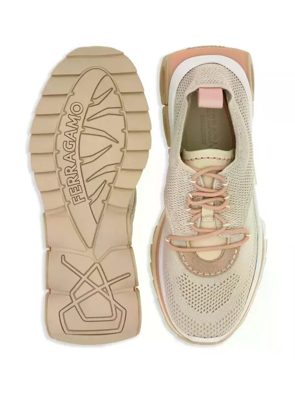 FERRAGAMO Gancini Panelled Sneakers - Grey