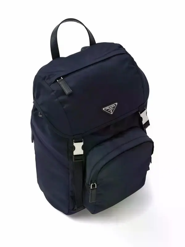 Prada Re-nylon Triangle Logo Backpack - Blue