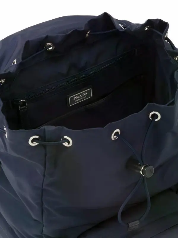 Prada Re-nylon Triangle Logo Backpack - Blue