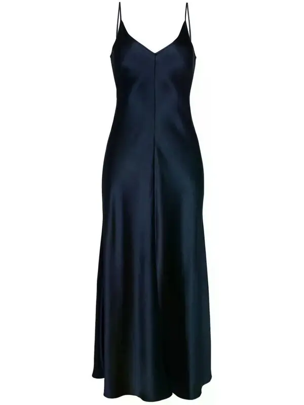 Voz V-neck Silk Slip Dress - Blue