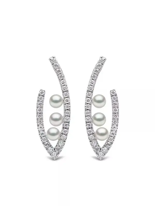 Yoko London 18kt White Gold Akoya Pearl And Diamond Earrings - Silver