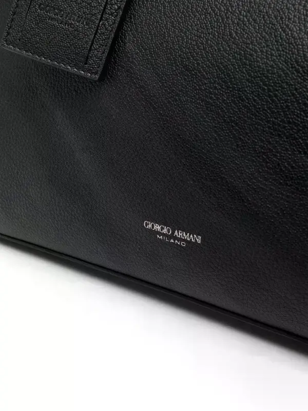 Giorgio Armani Leather Laptop Bag With Logo Stamp