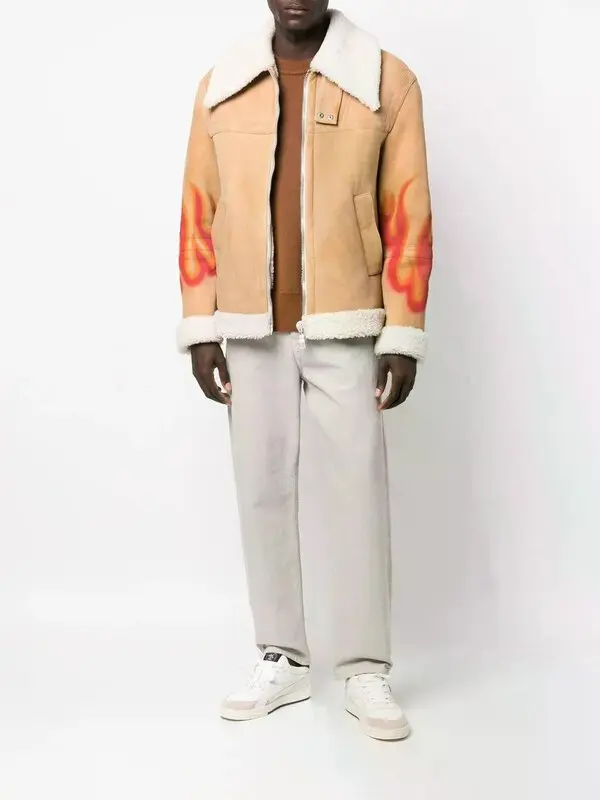 Palm Angels Flames Sherpa Trucker Jacket