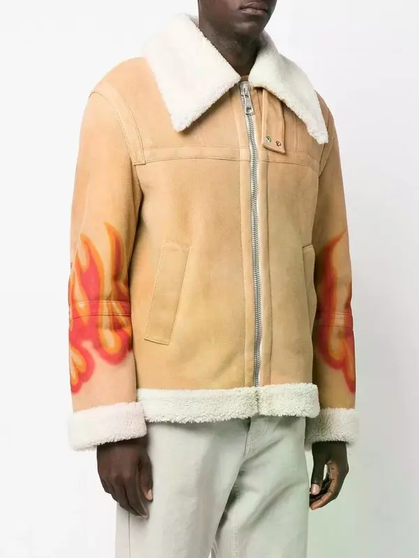 Palm Angels Flames Sherpa Trucker Jacket