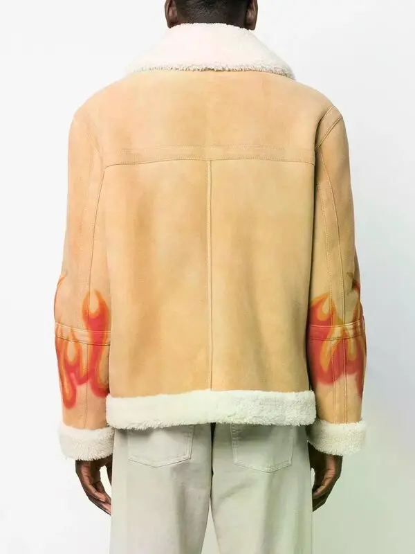Palm Angels Flames Sherpa Trucker Jacket