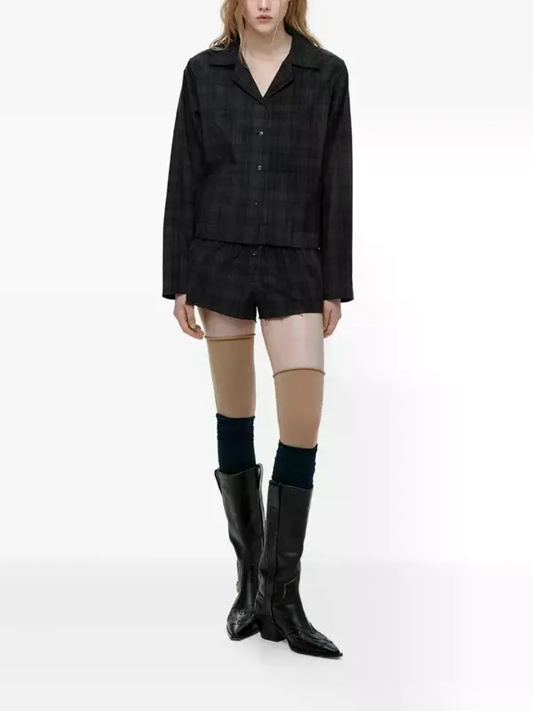 MAINLESS Plaid Button-front Shorts
