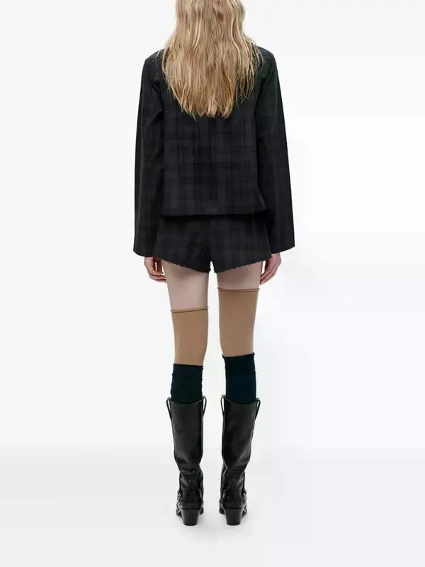 MAINLESS Plaid Button-front Shorts