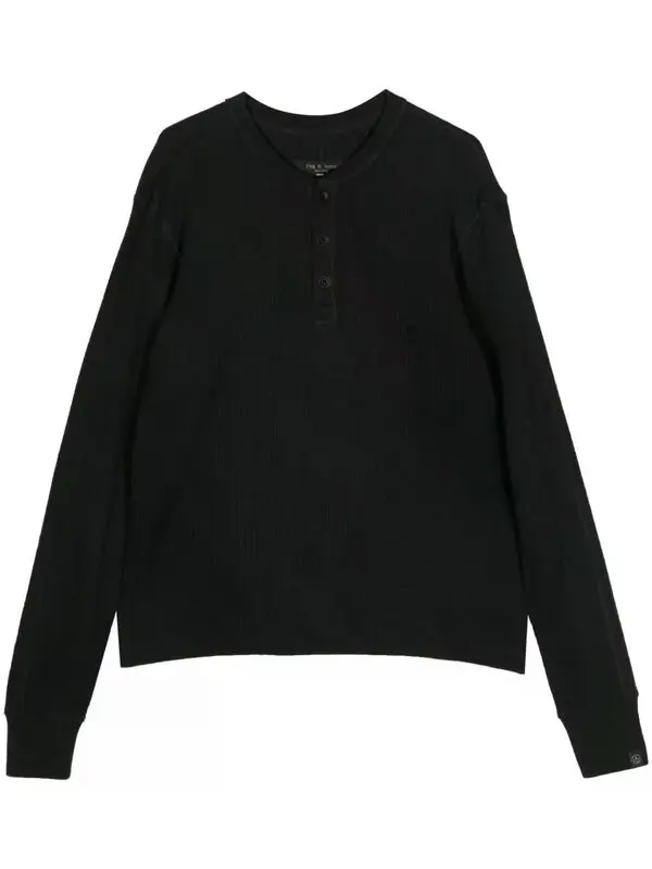 Rag & Bone Button-placket Long-sleeve T-shirt - Black