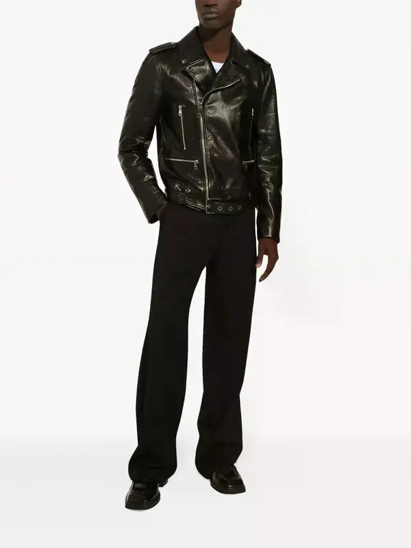 Dolce & Gabbana Grained Leather Biker Jacket