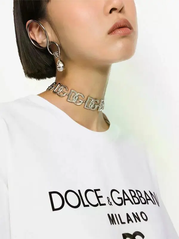 Dolce & Gabbana Tone Brass Dg Logo Chain Choker