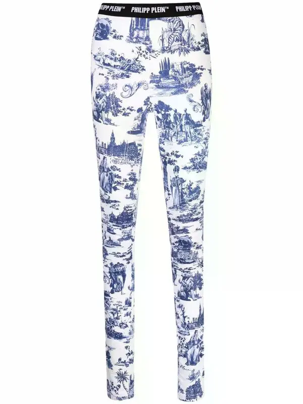 Philipp Plein Embroidered High-rise Leggings - Blue