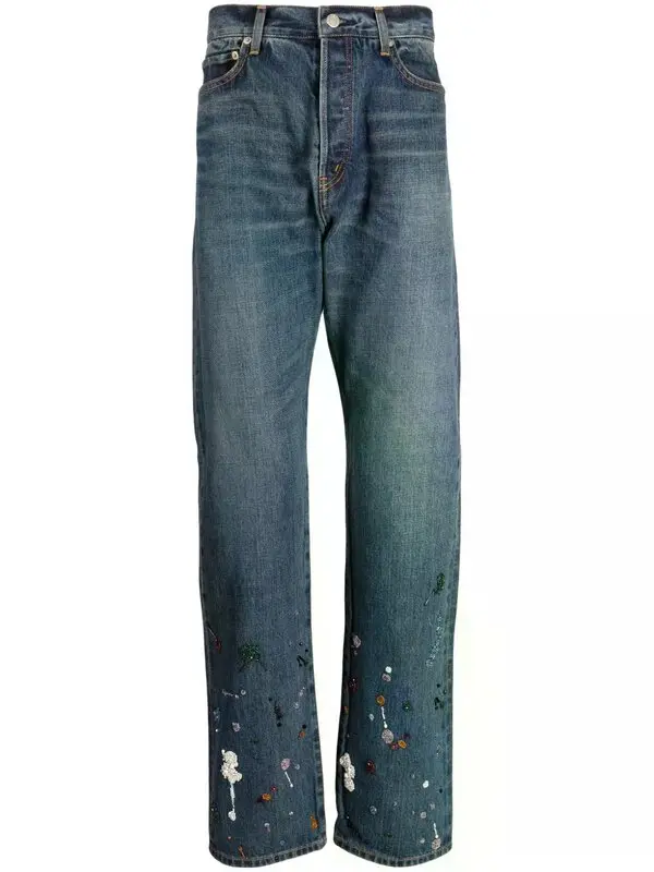 Undercover Bead-embellished Straight-leg Jeans
