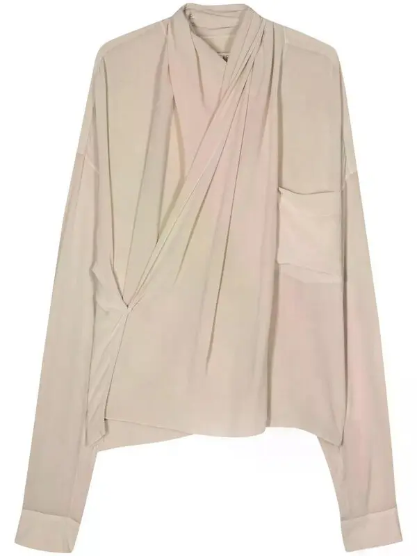 QUIRA Crepe Silk Shawl Blouse